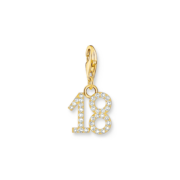 Thomas Sabo Zirconia Number 18 Gold Plated Charm | Peter Jackson
