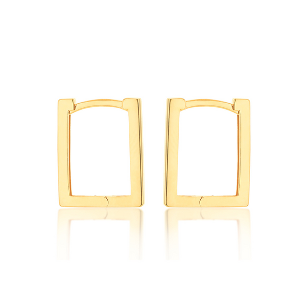 9CT YELLOW GOLD RECTANGULAR HOOP EARRINGS | Peter Jackson