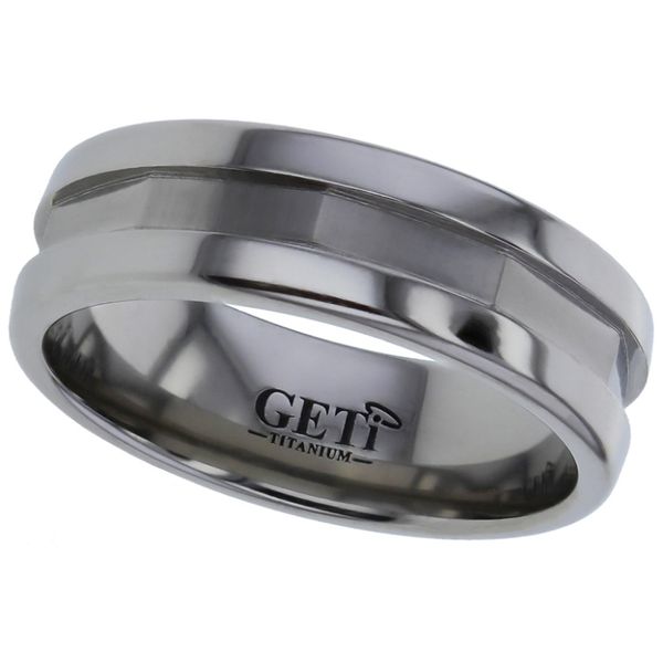 Titanium 7mm Decagonal Shallow Dome Profile Gents Wedding Ring|Peter ...