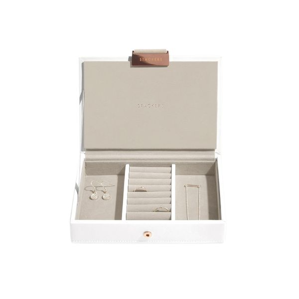 Stackers Dove White & Rose Gold Mini Jewellery Box Lid | Peter Jackson