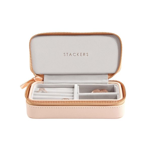 Stackers Blush & Rose Gold Zipped Travel Jewellery Box | Peter Jackson