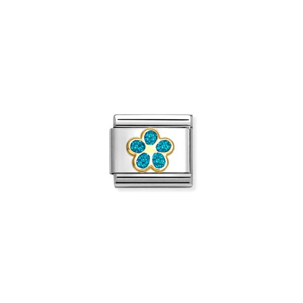 Nomination Composable Link Turquoise Glitter Flower Gold|Peter Jackson