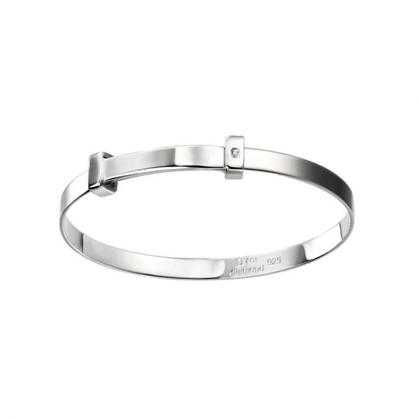 D for Diamond Expandable Silver Bangle | Peter Jackson