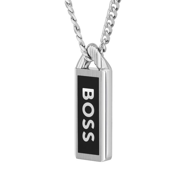 Boss Kassy Emblem Logo Black Dog Tag Steel Necklace|Peter Jackson