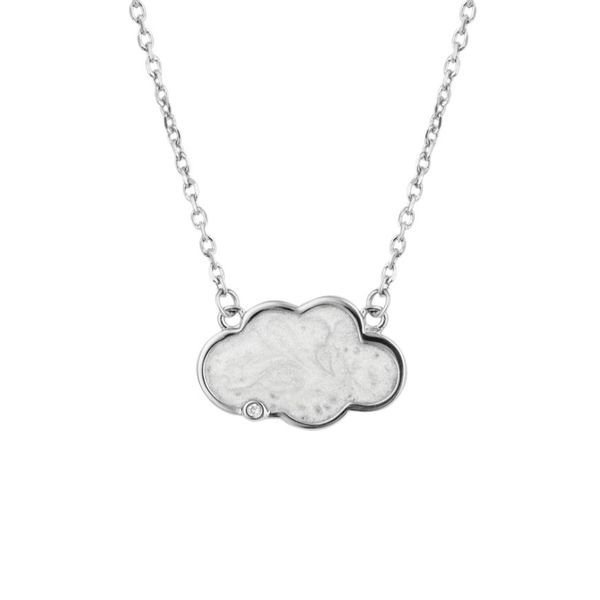 D for Diamond Pearlised Enamel Cloud Silver Necklace | Peter Jackson