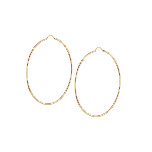 9ct Gold 60mm Plain Hoop Earrings | Peter Jackson