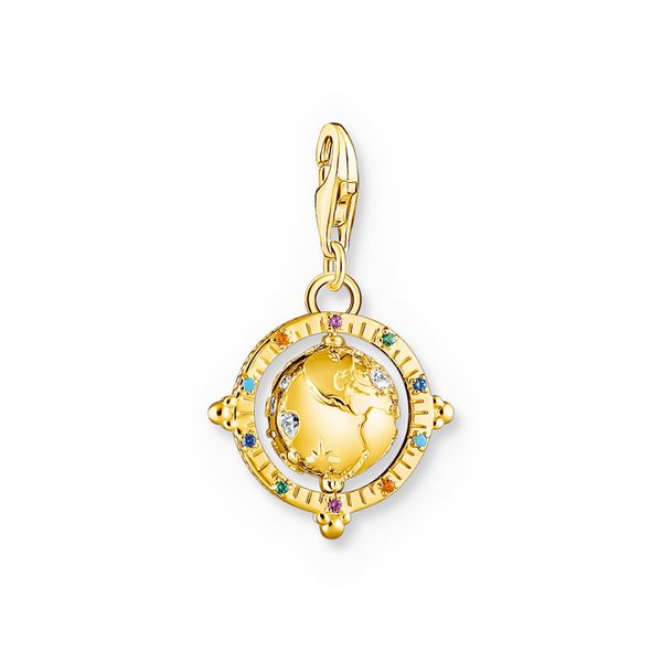 Thomas Sabo Gold Plated Multi Gem Spin Globe Charm | Peter Jackson
